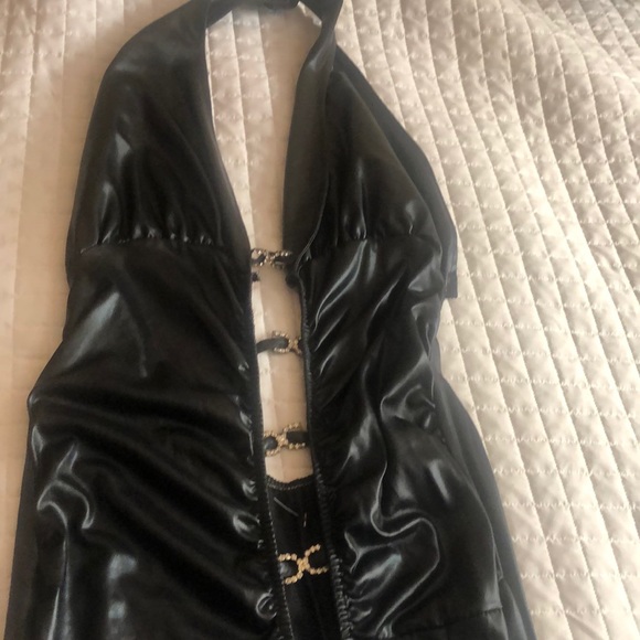 Other | One Piece Vinyl Halter Top With Split | Poshmark